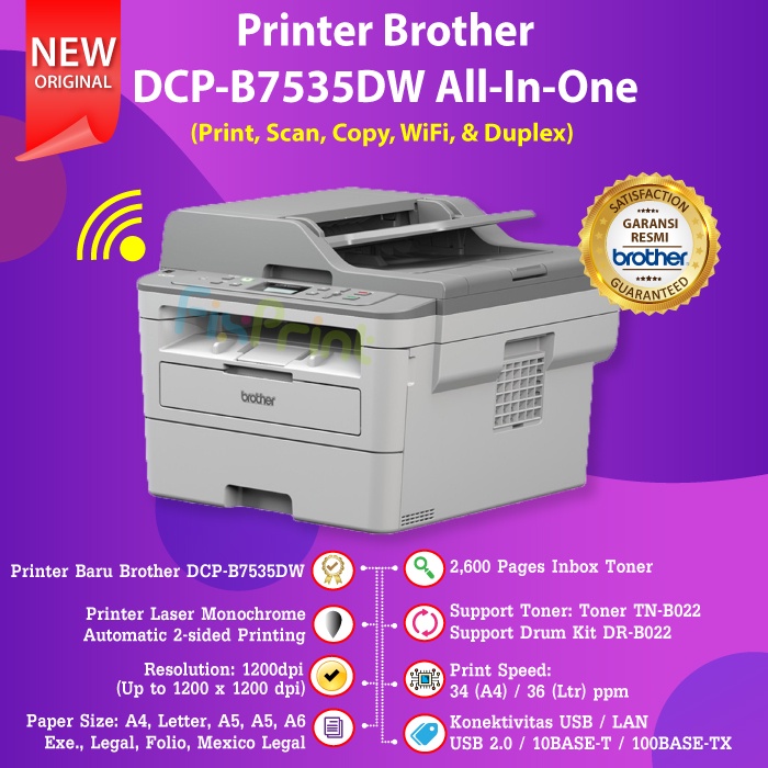 COD BROTHER DCP-B7535DW Printer Laser Mono AIO B7535 Duplex WiFi ...