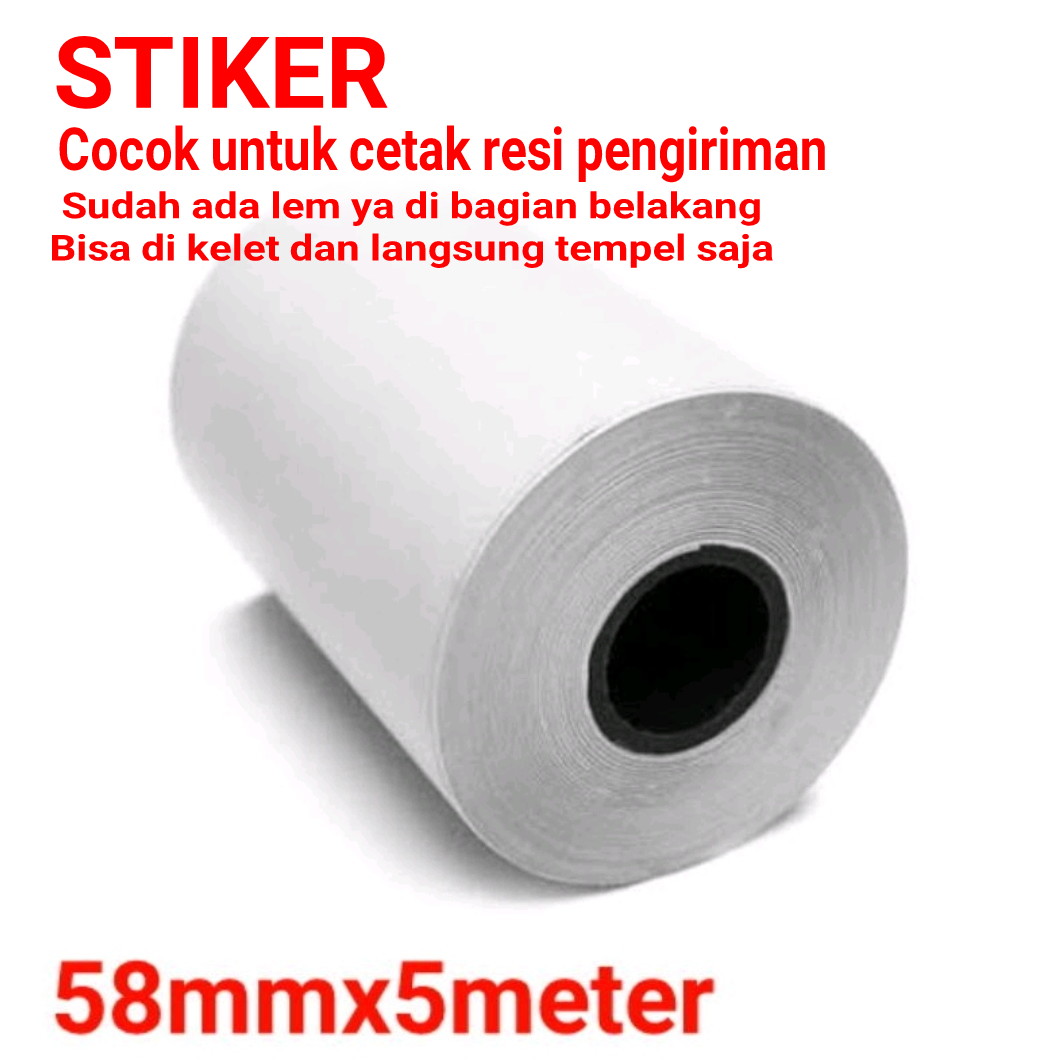 KERTAS PRINTER THERMAL STIKER DAN BIASA 58MM STRUK KASIR CETAK RESI DLL ...
