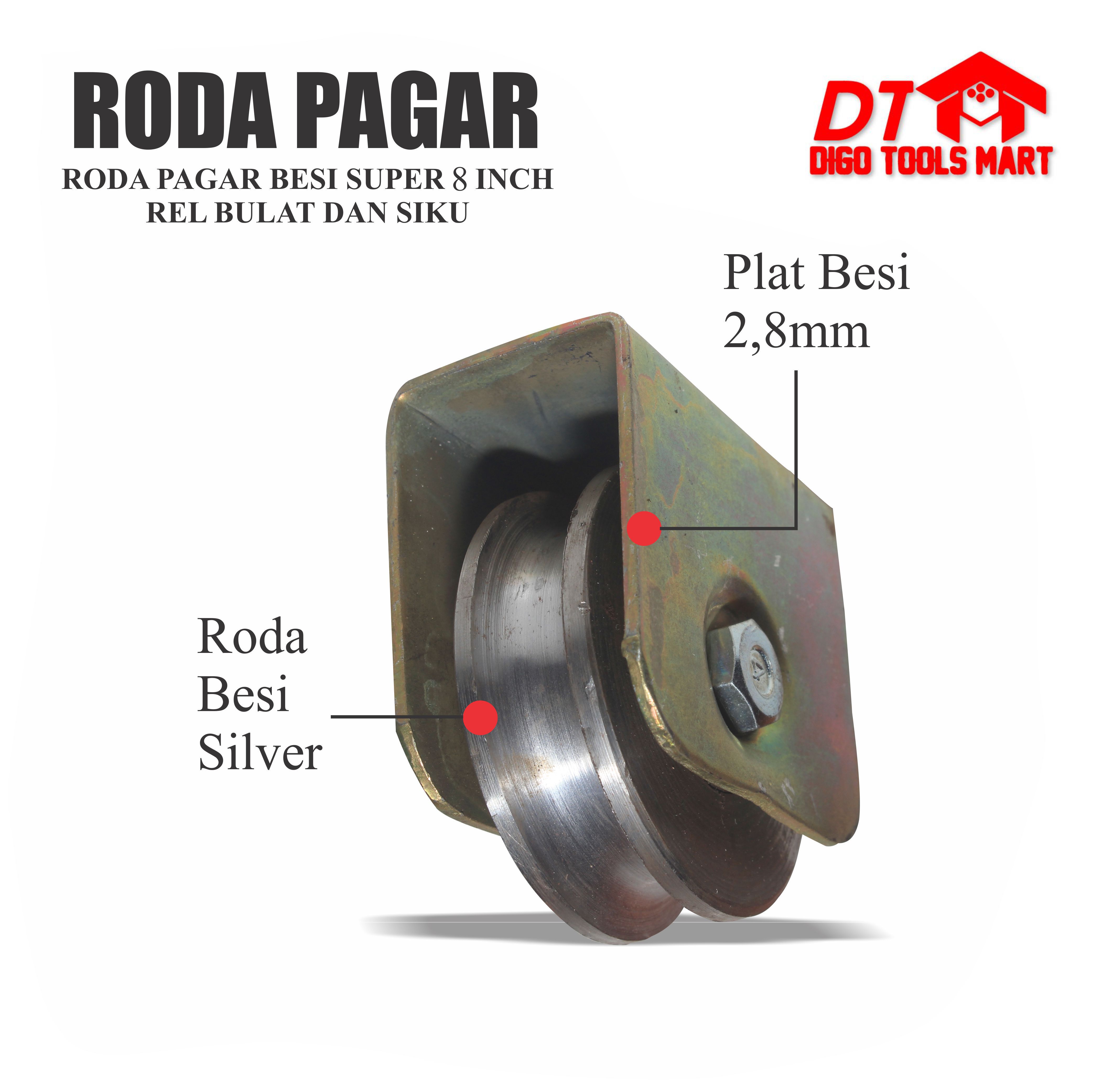 Roda Pagar As Besi Super Tebal 8 Inci Rel Bulat Dan Rel Siku 1pcs ...