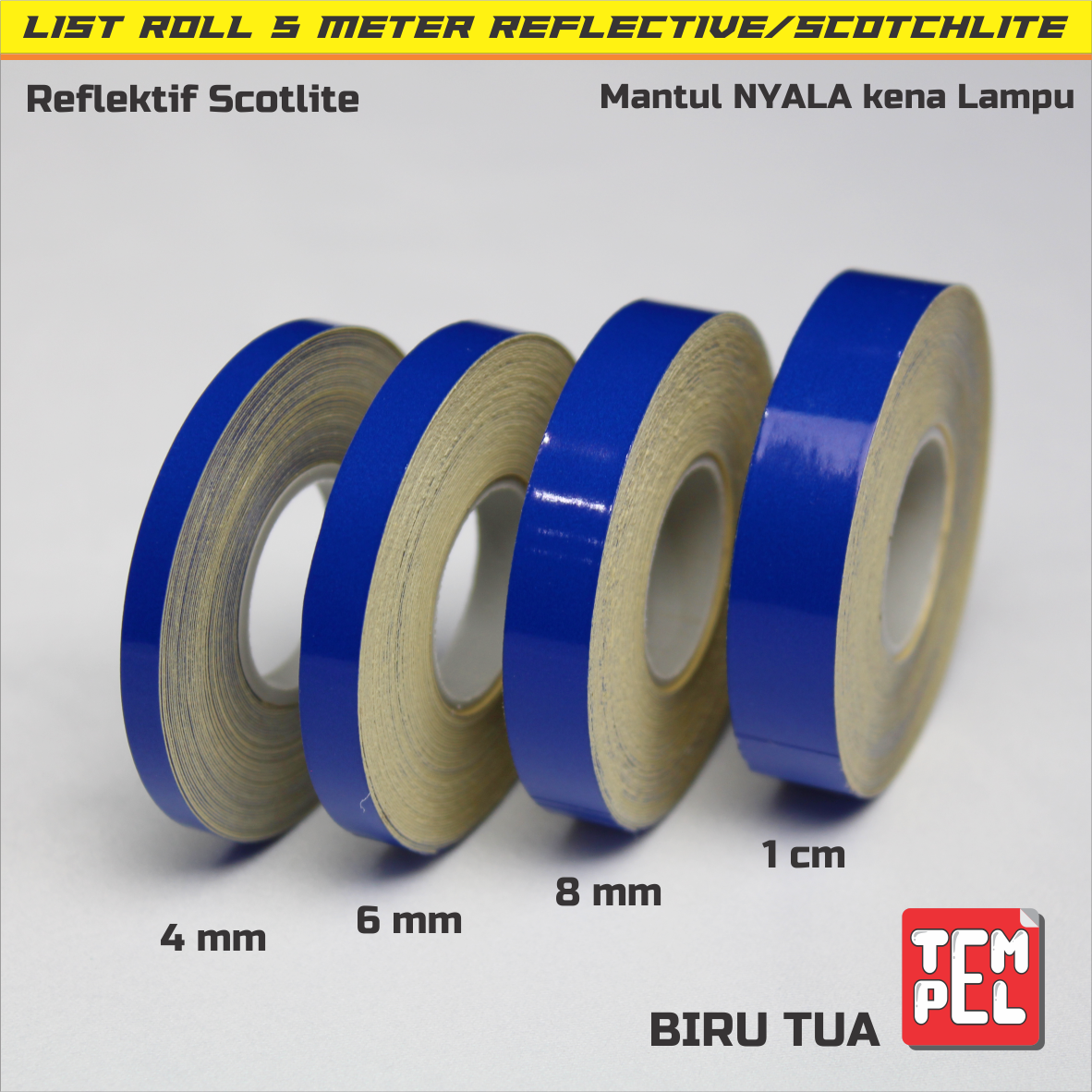 STIKER List roll velg 4mm/6mm/8mm/1cm/1.5cm Reflektif Scotlite NYALA ...