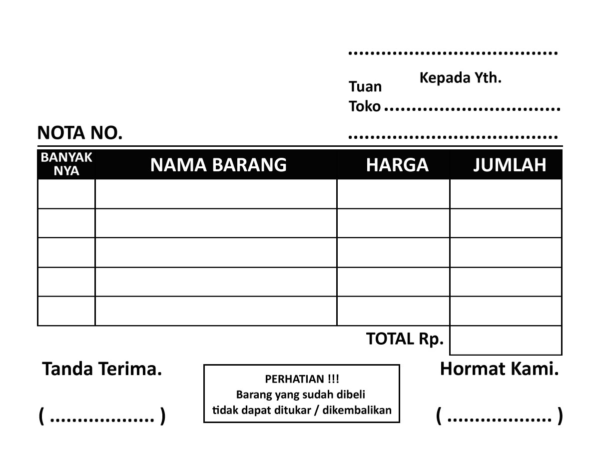 Nota Kontan 1 Ply 2 Ply Ukuran 1/8 Folio | Lazada Indonesia