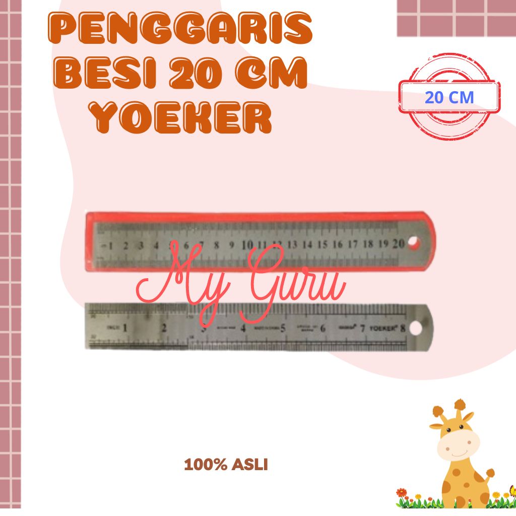 [PCS] RULER / GARISAN / PENGGARIS BESI STAINLESS 20 CM YOEKER | Lazada ...