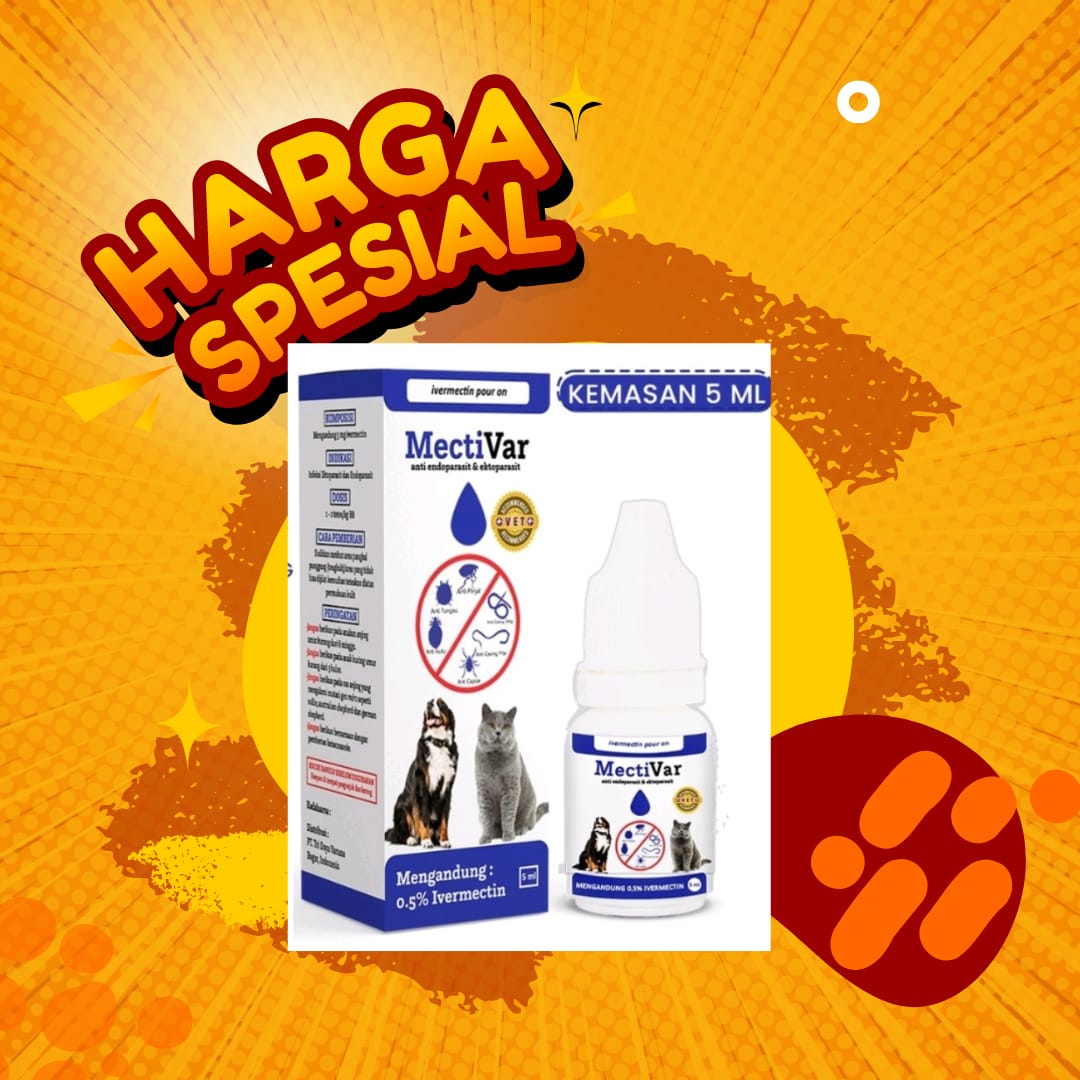 MECTIVAR 5mL / Tetes Kutu Tungau Caplak Cacing Kucing Anjing | Lazada ...