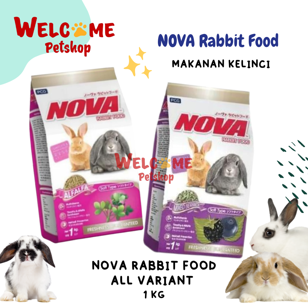Nova Rabbit Food 1 kg Makanan Kelinci Pakan Bunny Alfalfa Berries Enak ...