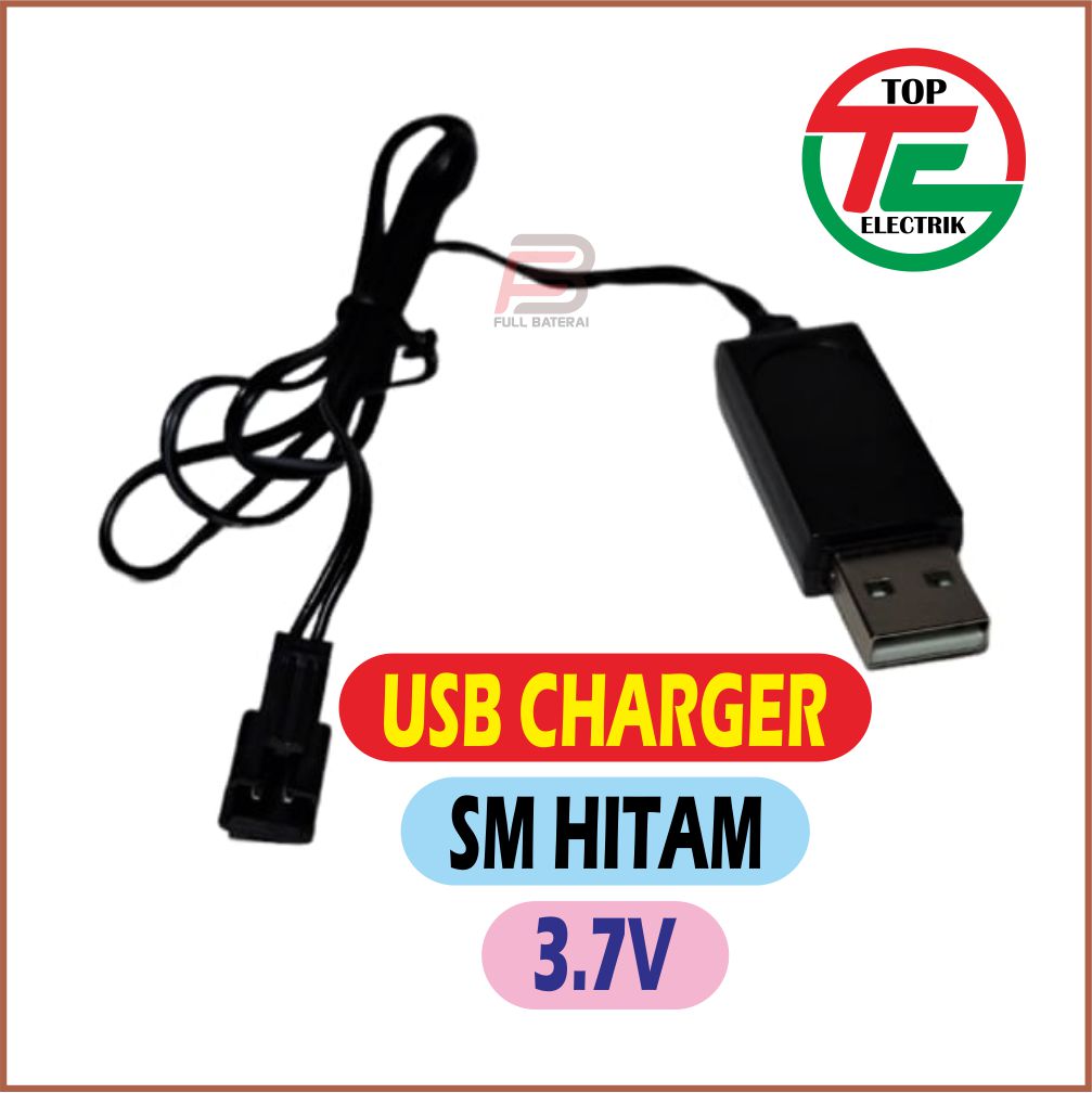 USB CHARGER MAINAN ANAK Dilengkapi Modul 3.7V SOKET SM HITAM 2 PIN ...