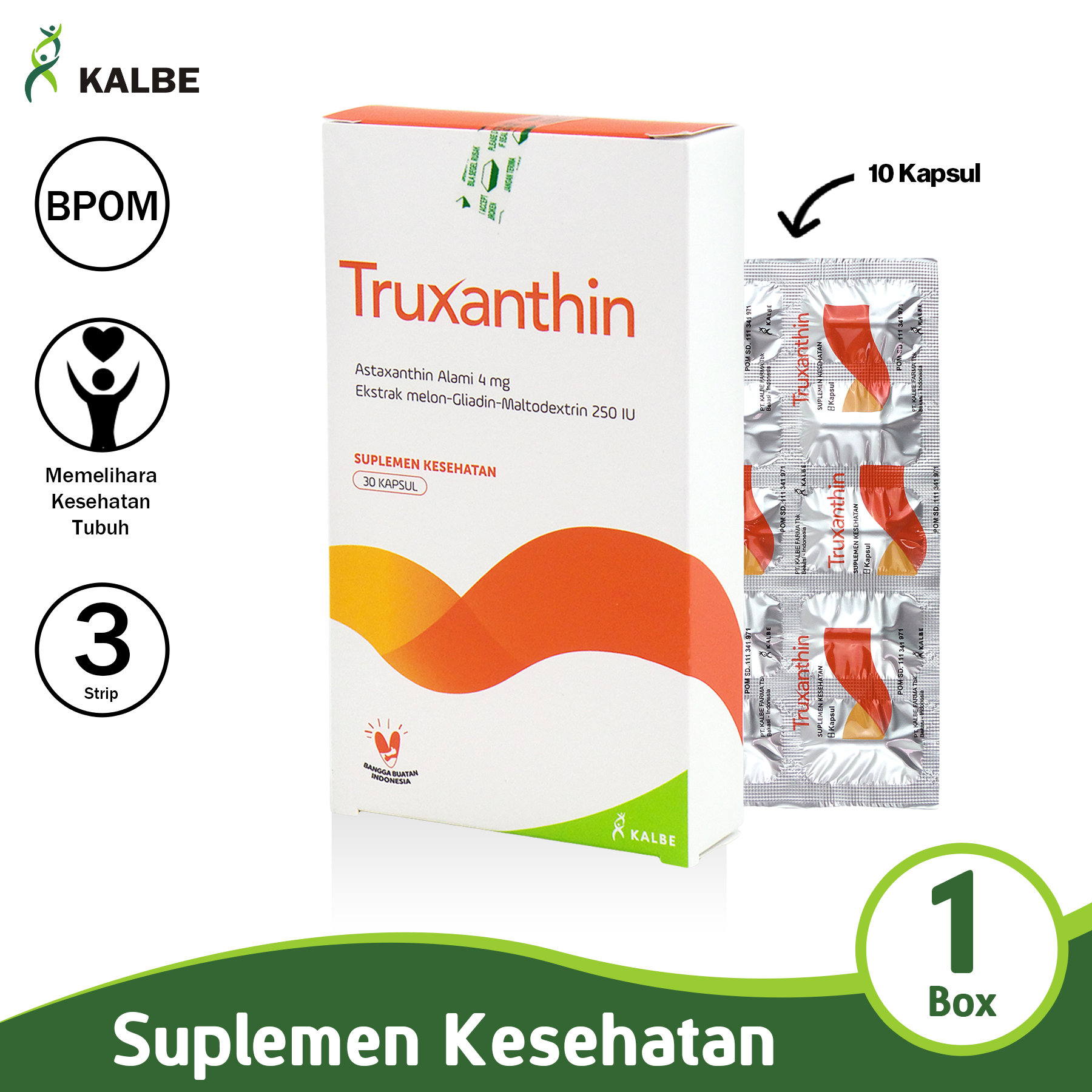 KALBE Suplemen Kesehatan 1 Box 3 Strip Truxanthin Memelihara Kesehatan ...
