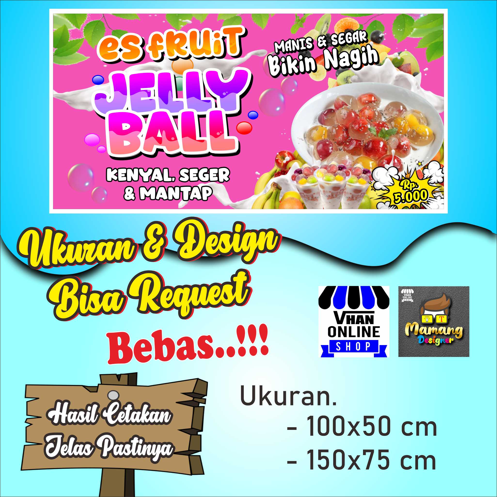 Spanduk Banner MMT Es Fruit Jelly Ball Dengan Request Design | Lazada ...
