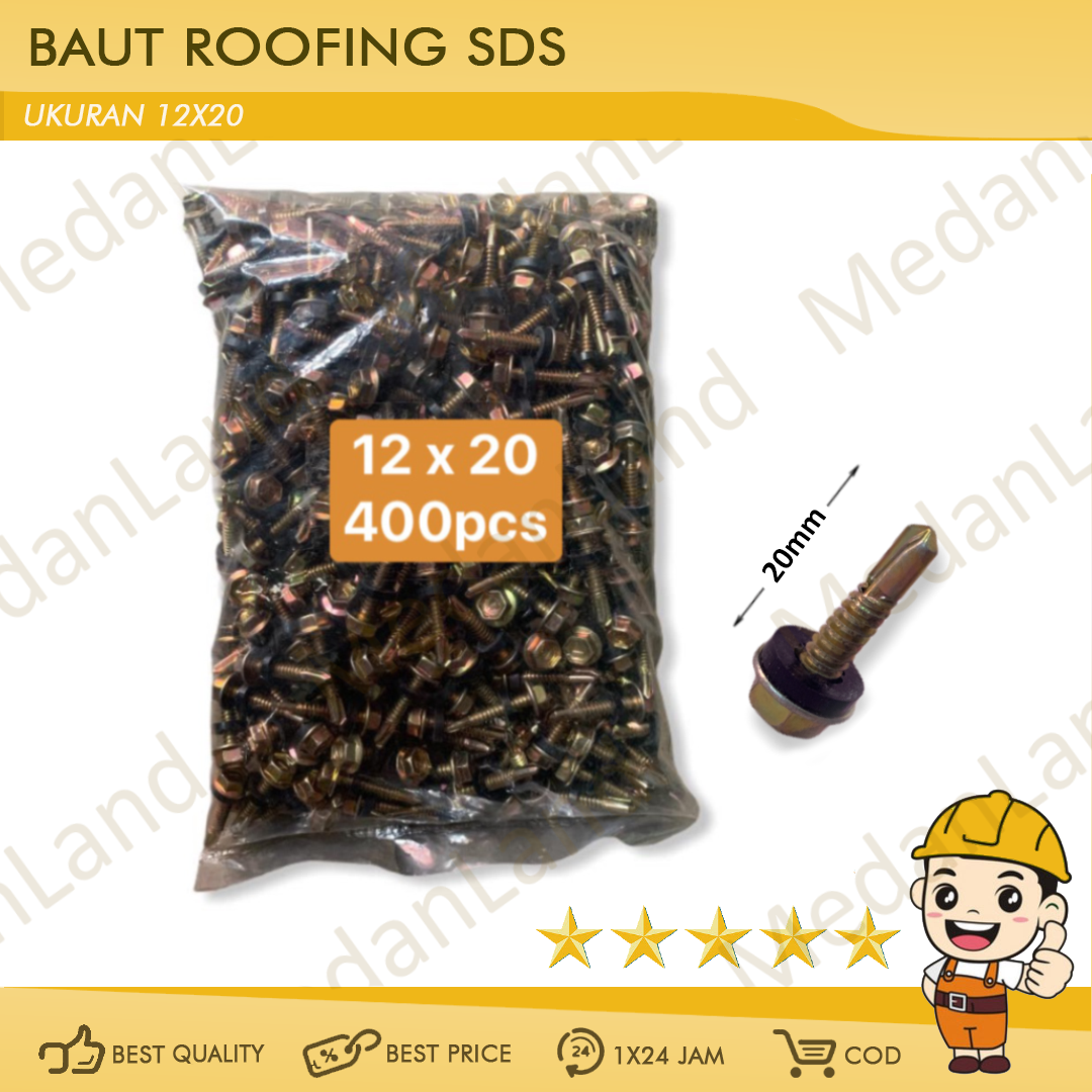 [1Pack] Baut seng roofing sds 12x25 12x20 12x45 12x50 baut baja ringan ...