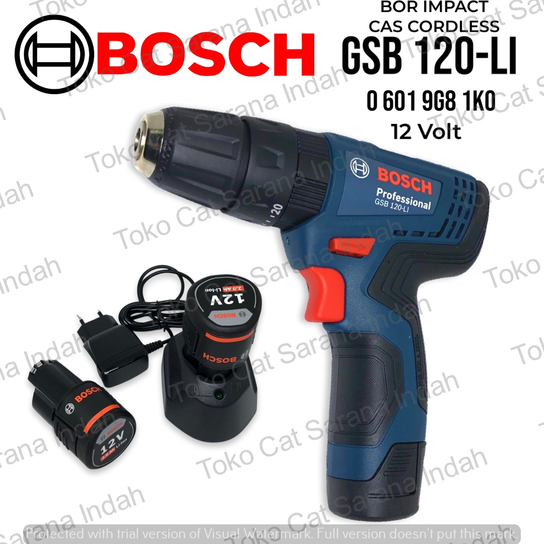 BOSCH GSB 120-Li CORDLESS IMPACT DRILL 12V BATTERY BOR CAS LISTRIK ...