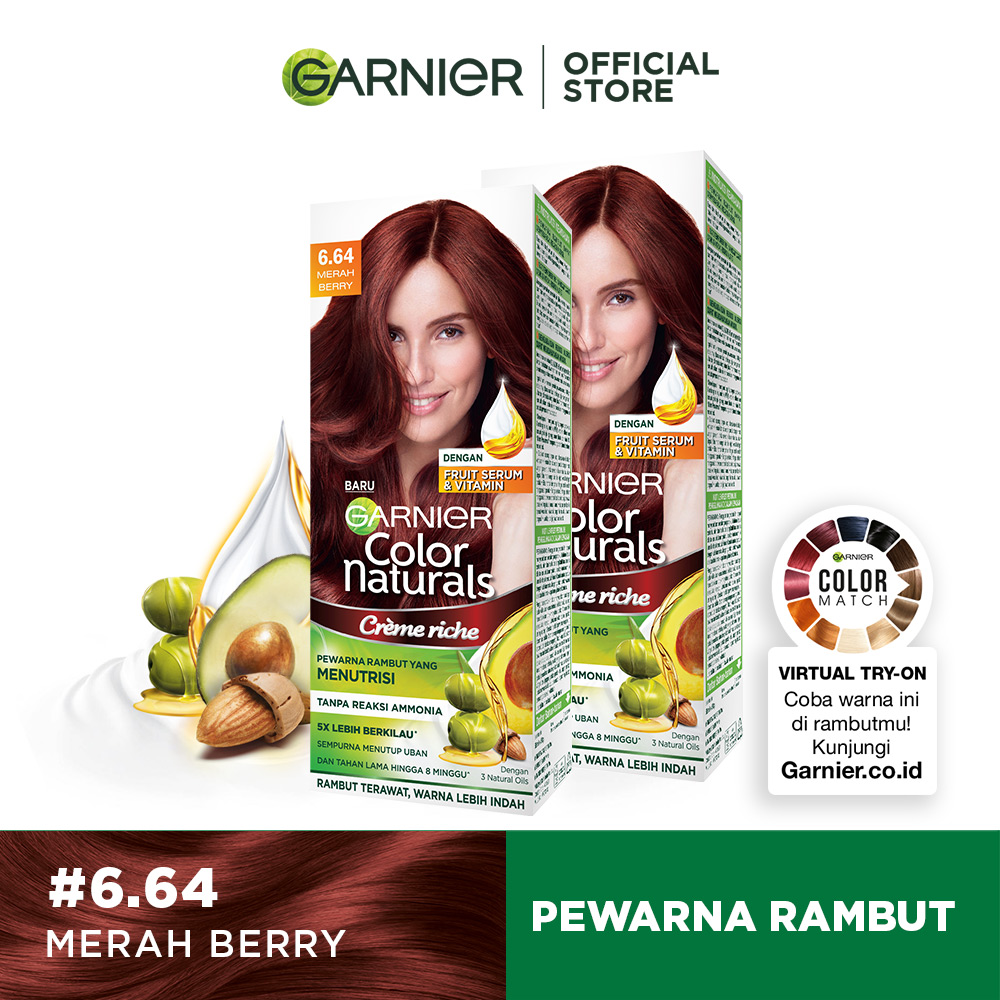 (PAKET HEMAT ISI 2) Garnier Color Naturals Creme Riche #6.64 Merah ...