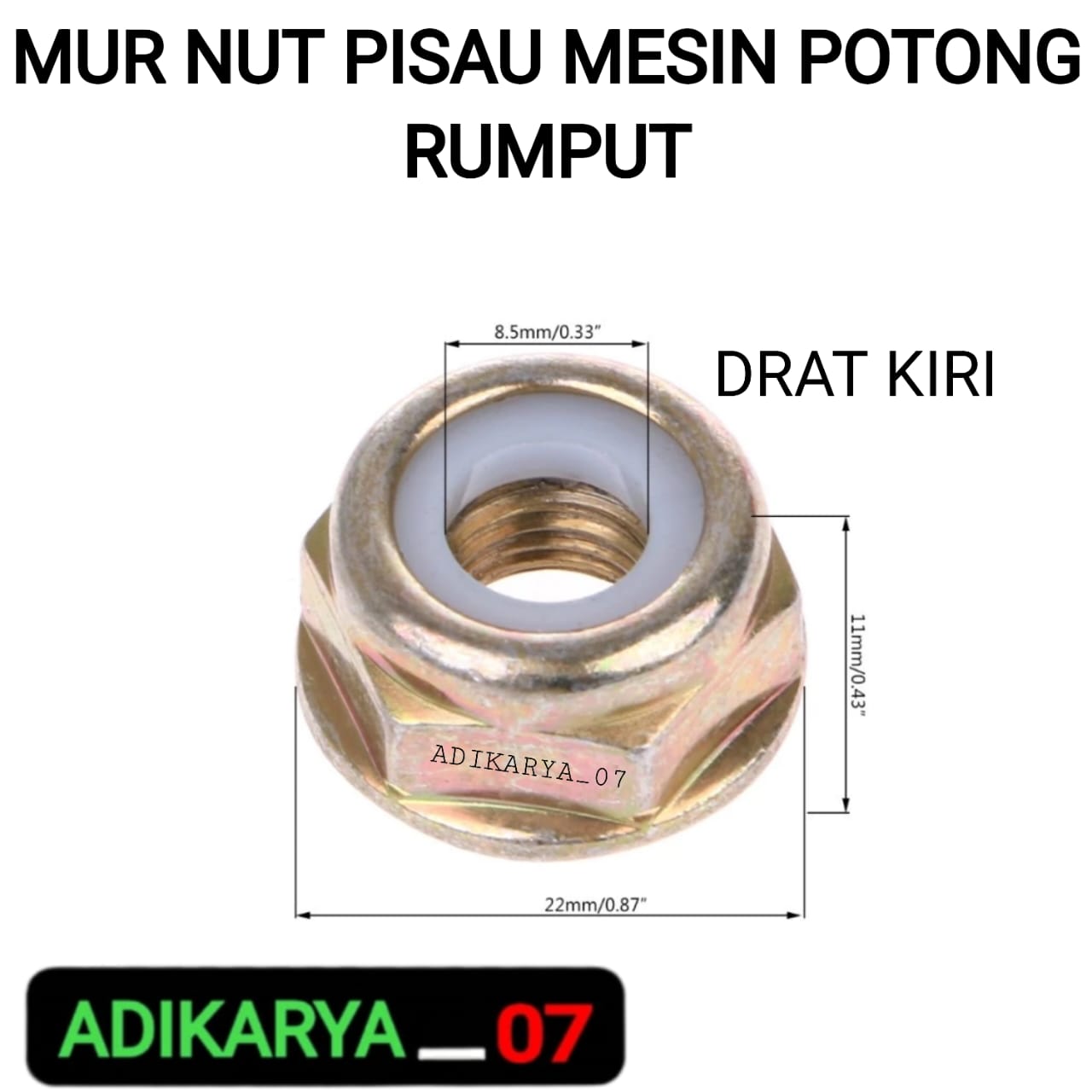 Mur Nut Kepala Pisau Mesin Potong Rumput Mur Gear Case Kepala Pisau ...