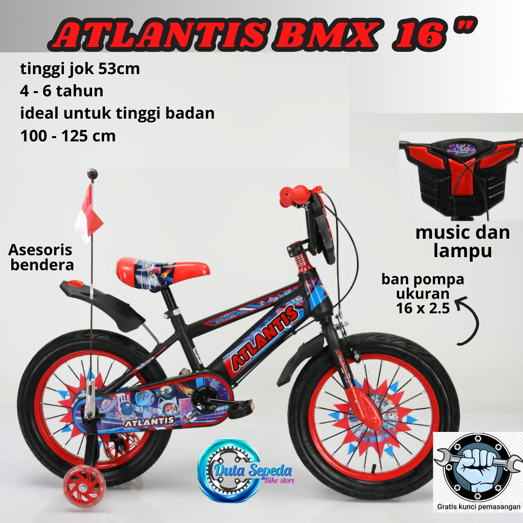 Sepeda anak laki laki ukuran 16 inch cocok untuk usia 4 - 5 sampai 6 ...