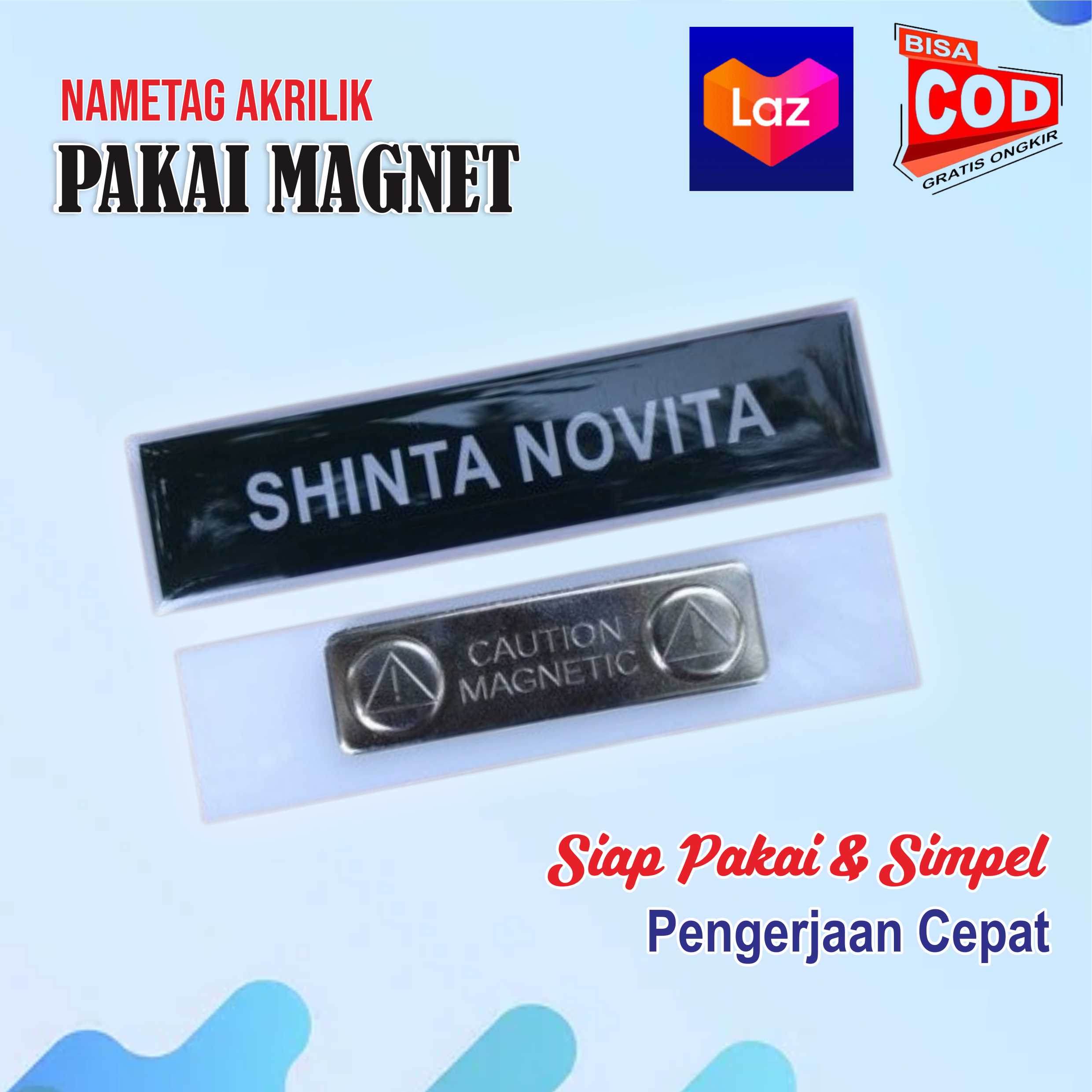 Name tag / Papan Nama Akrilik Pakai Magnet bisa pakai logo & jabatan ...