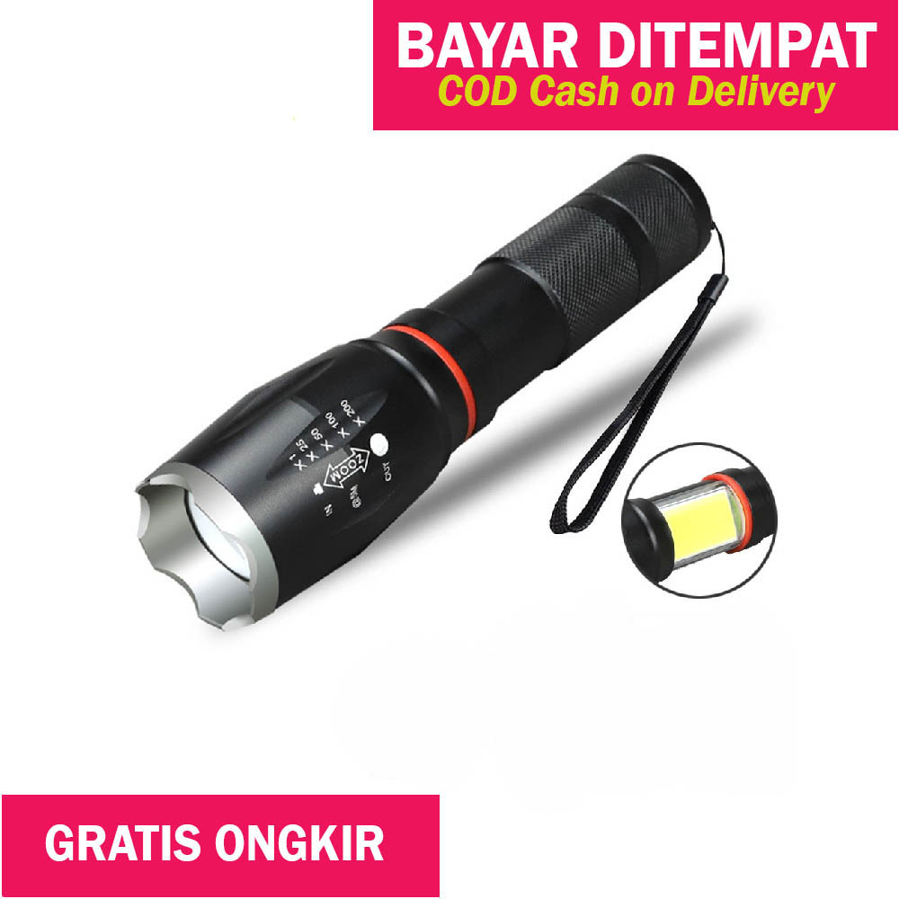 Senter Cas LED Super Terang Jarak Jauh Tahan Lama Anti Air SWAT Police ...