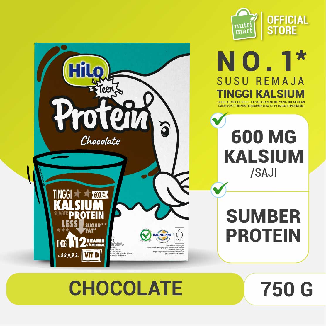 HiLo Teen Chocolate 750g - No 1 Susu Remaja Tumbuh Tinggi Kalsium ...