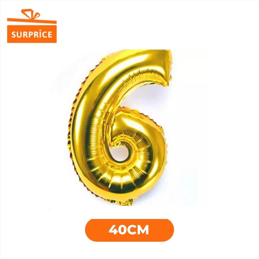 Surprice Balon Angka 40cm Silver 0-9 / Balon Foil Nomor Angka Polos 15 ...