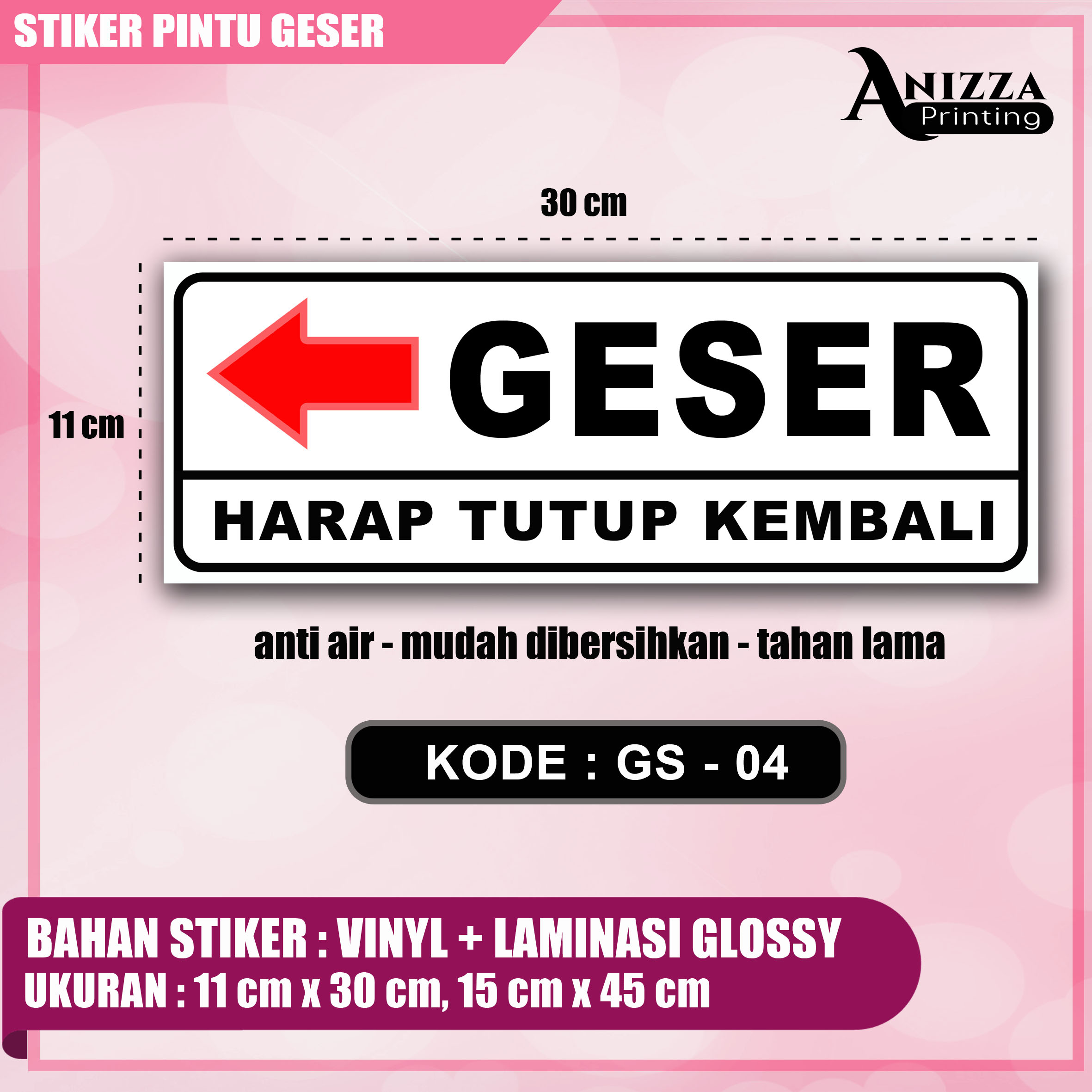 STIKER PINTU GESER ( LAMINASI GLOSSY ) | Lazada Indonesia
