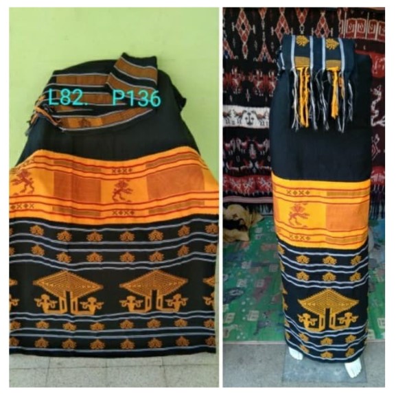 KAIN TENUN & SELENDANG HITAM KOMBINASI - MOTIF SUMBA (NTT) | Lazada ...