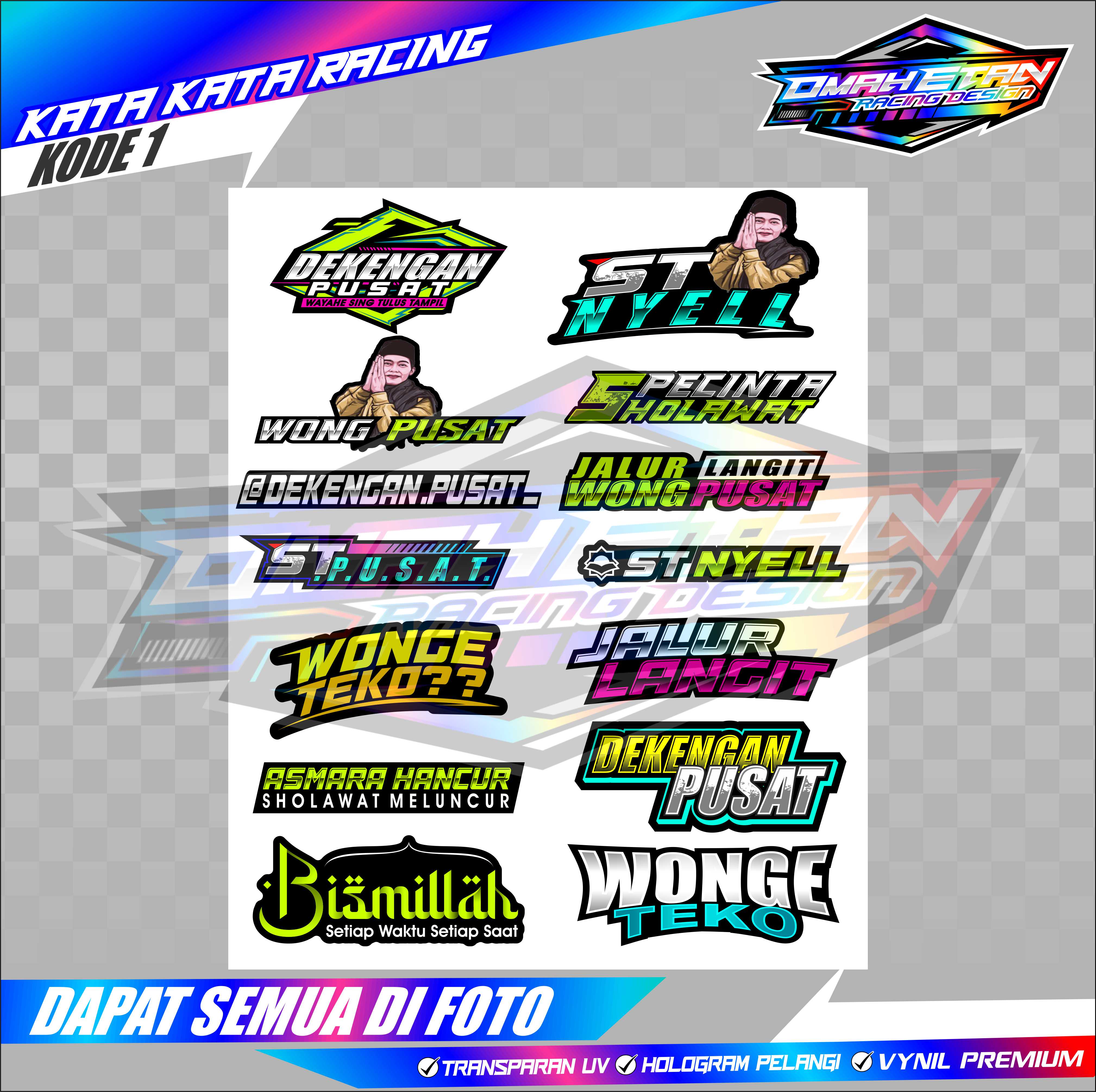 STICKER PACK KATA-KATA RACING / STICKER RACING / STICKER MOTOR ...
