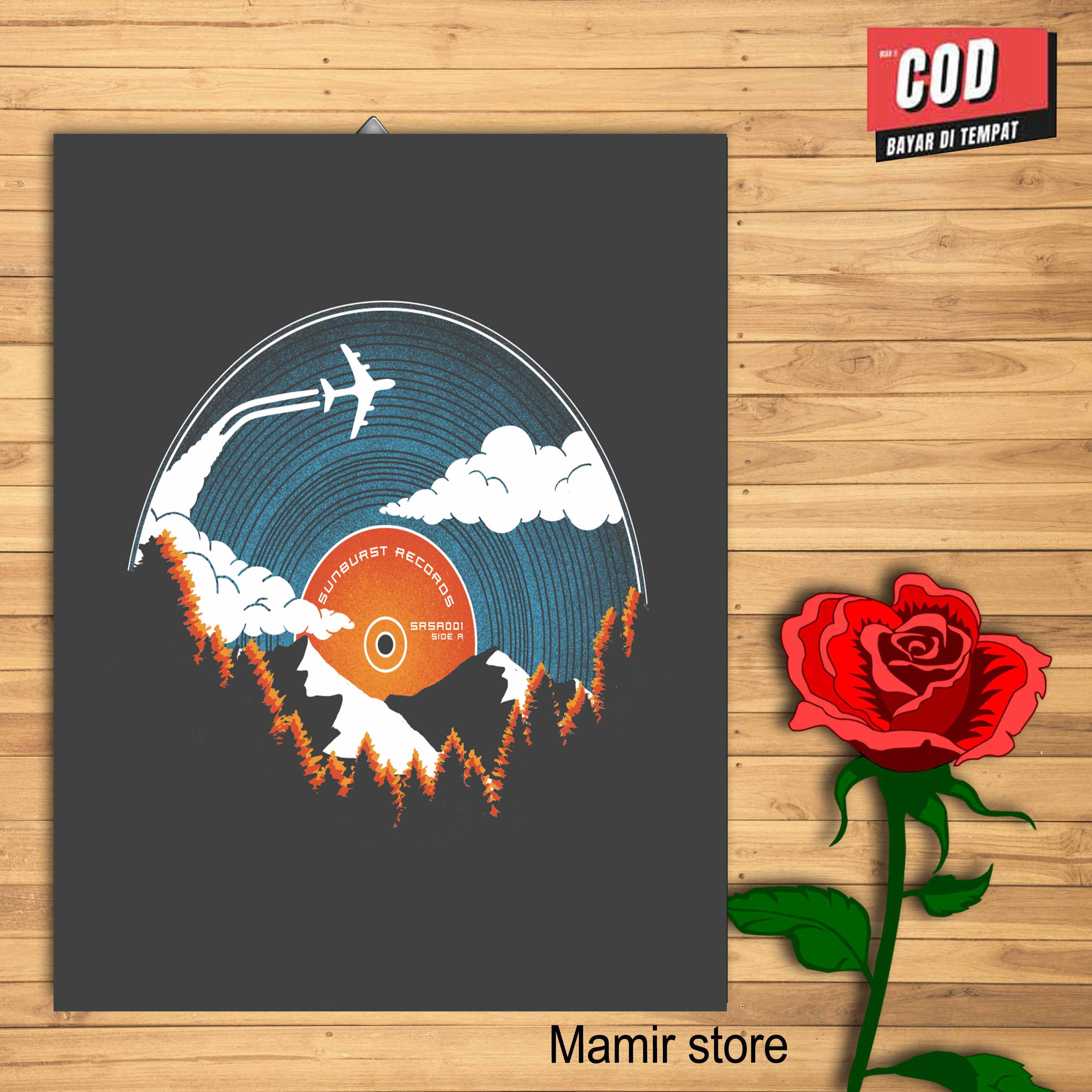 HIASAN DINDING TEMA RETRO MUSIK / POSTER RETRO MUSIK / POSTER KAYU ...