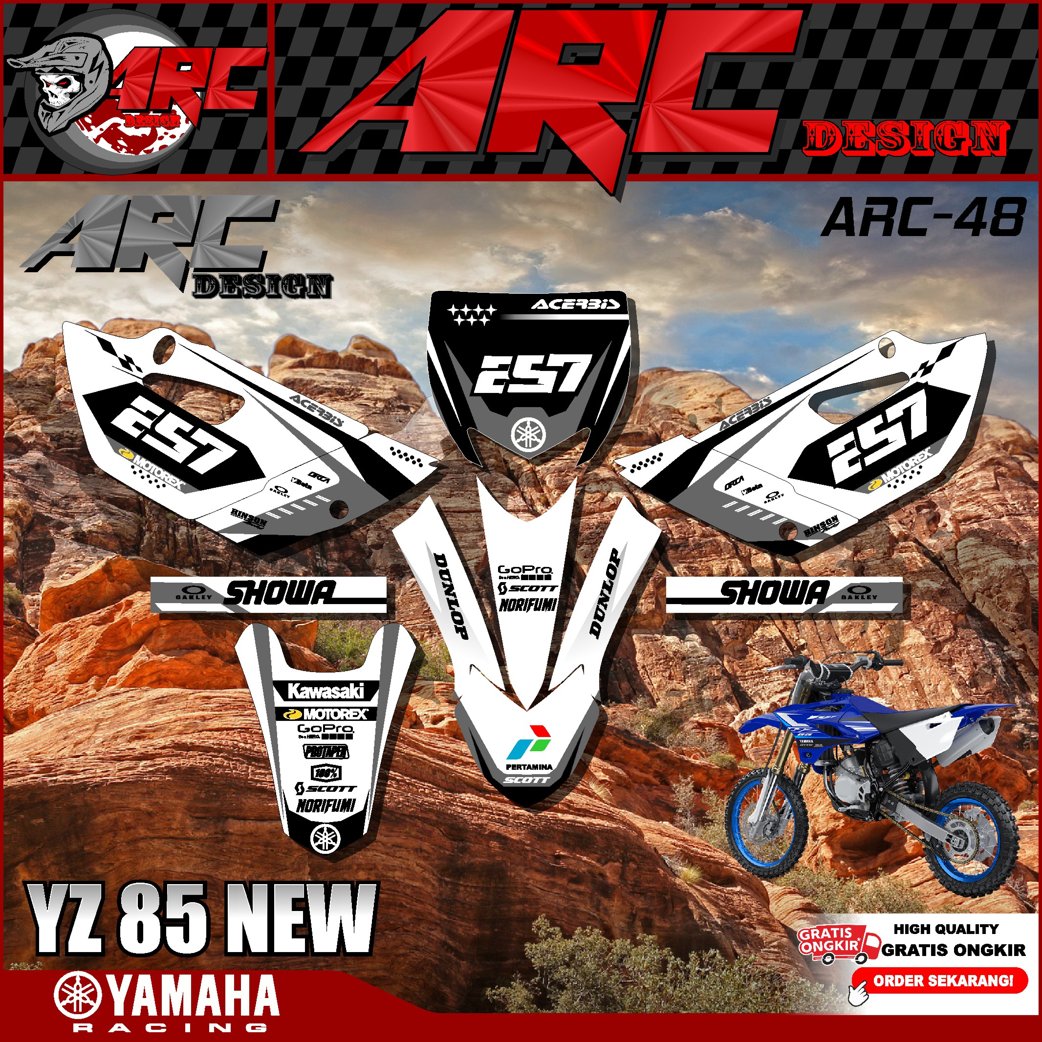 Sticker Striping Lis Variasi Yamaha YZ 85 New Semi Fullbody - Stiker ...