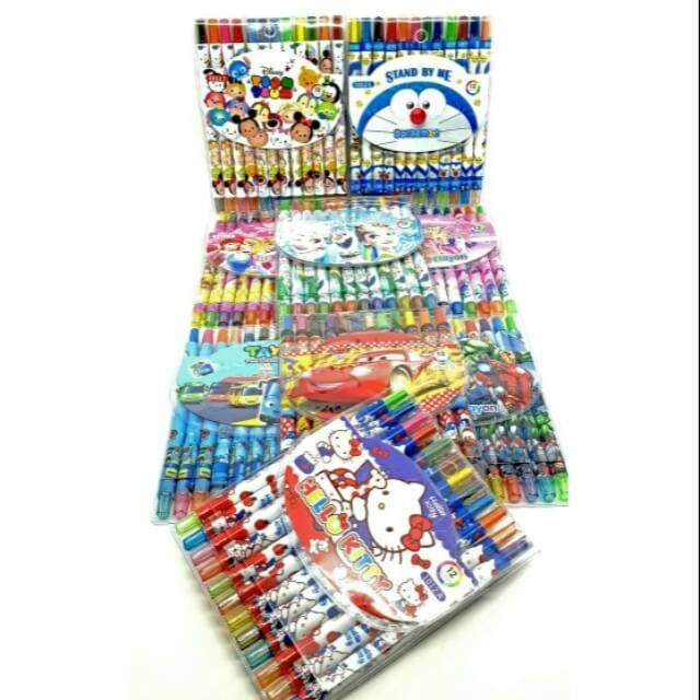 Crayon Putar Panjang Mewarnai Anak isi 12 pcs Tidak Mudah Patah ...
