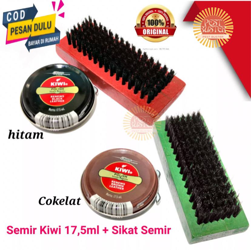 SEMIR SEPATU KIWI 17,5ml SET SIKAT DAN SEMIR/Kiwi Paste Semir Sepatu Hitam 17,5 mL Dan Sikat ...