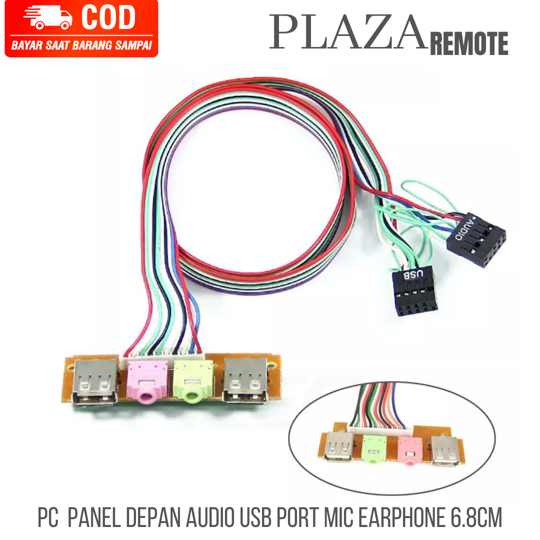 Front Panel PC USB 2.0 DEPAN + JACK AUDIO MIC PCB 6.8 CM | Lazada Indonesia