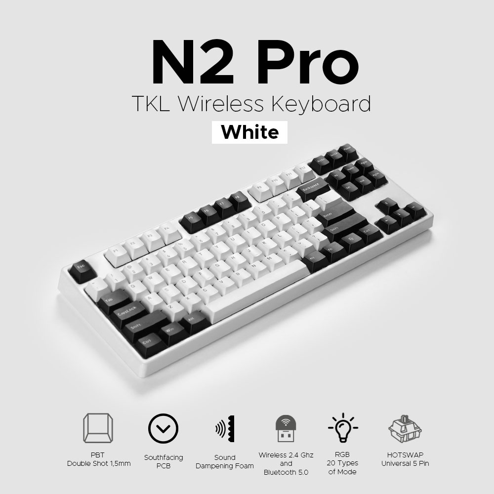 NOIR N2 Pro White - TKL Wireless Mechanical Keyboard | Lazada Indonesia