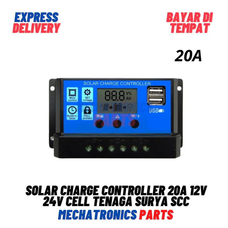 Solar Charge Controller 20A 12v 24v Cell Tenaga Surya SCC | Lazada ...