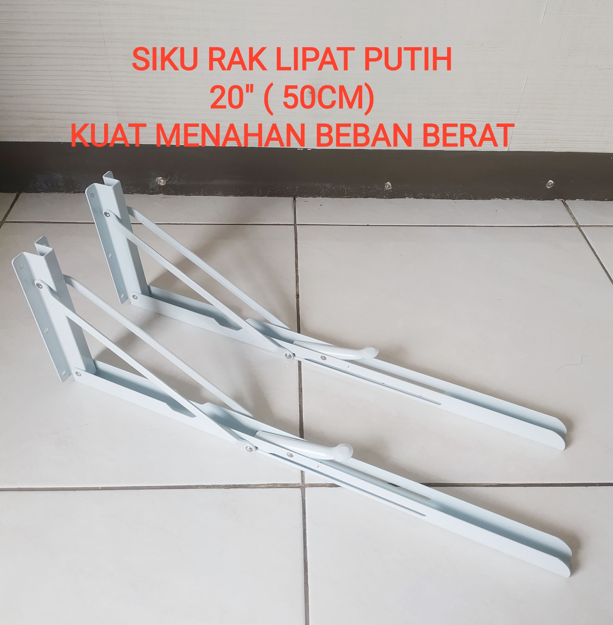 SIKU RAK LIPAT 20" PUTIH - SIKU BESI MEJA LIPAT 20 INCH - SIKU 50CM ...