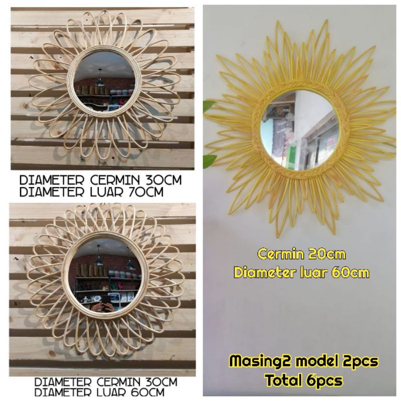 paket cermin matahari cermin rotan cermin bunga | Lazada Indonesia