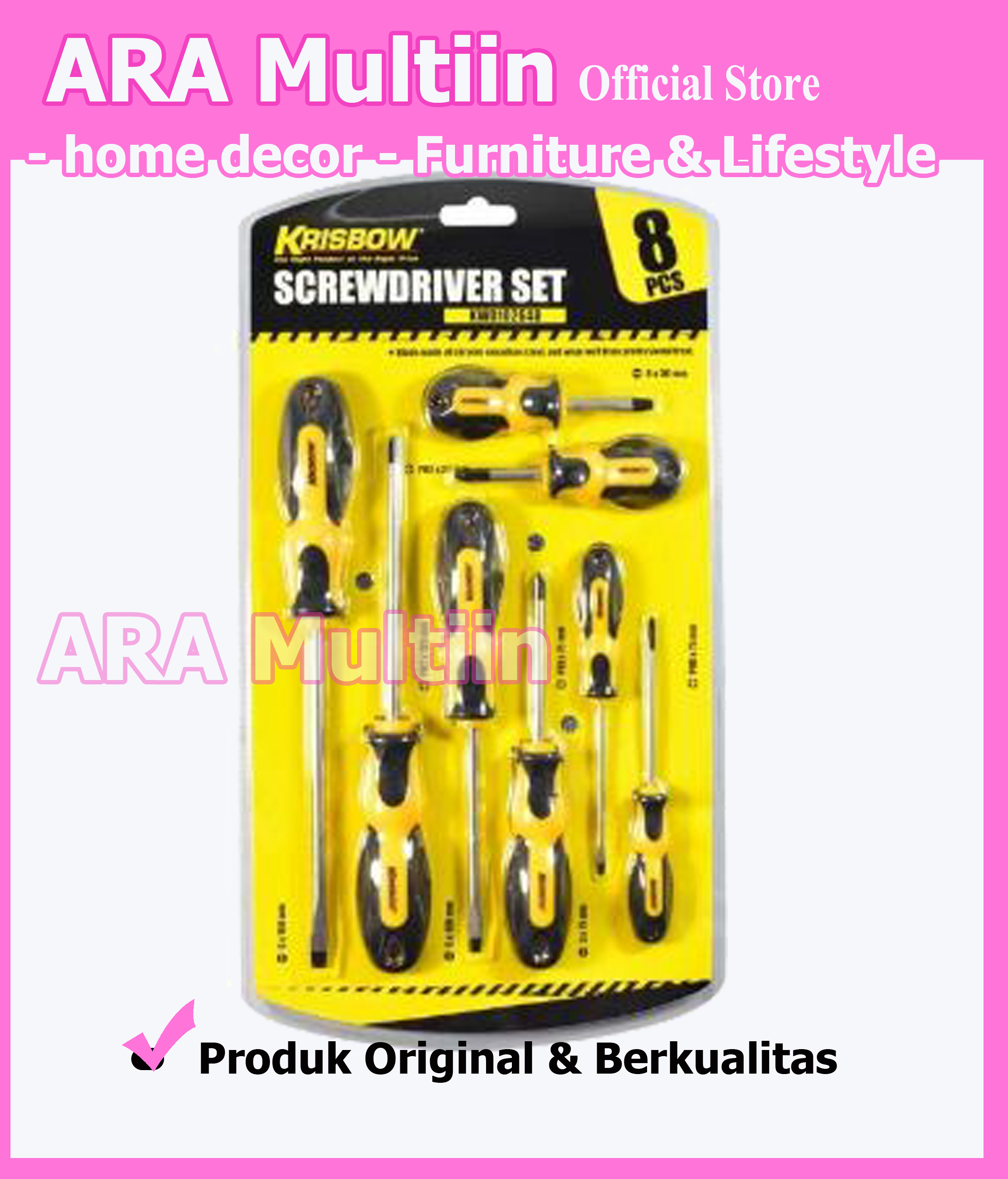 Krisbow Set 8 Pcs Obeng Plus Dan Minus / Screwdriver Set | Lazada Indonesia