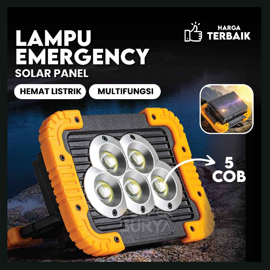 Lampu LED Solar Emergency 8400mAh 5 COB Power Sel Surya Professional Lamp Stand | Lazada Indonesia