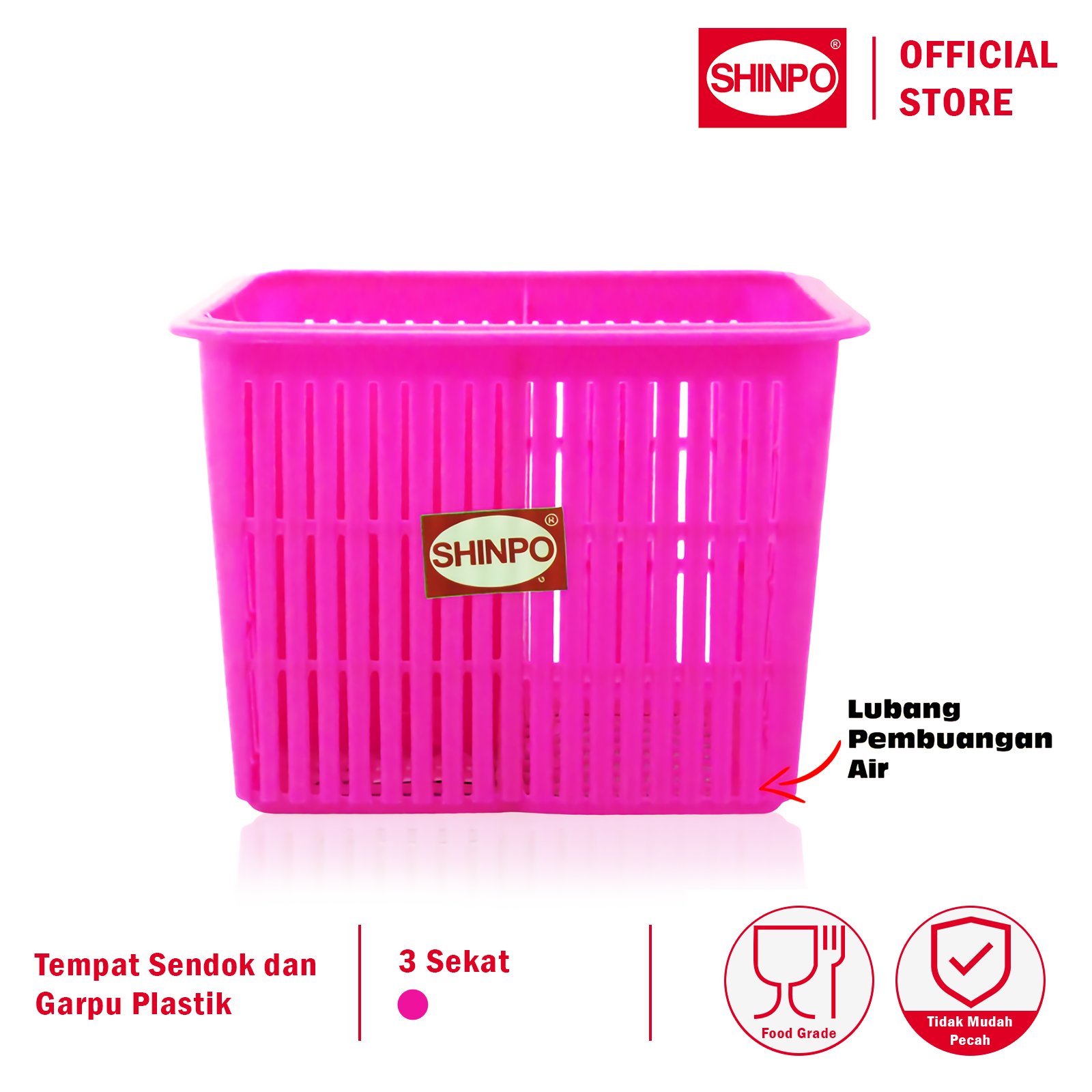 SHINPO Tempat Sendok Plastik 3 Sekat Supernal Cutlery Holder Tempat ...