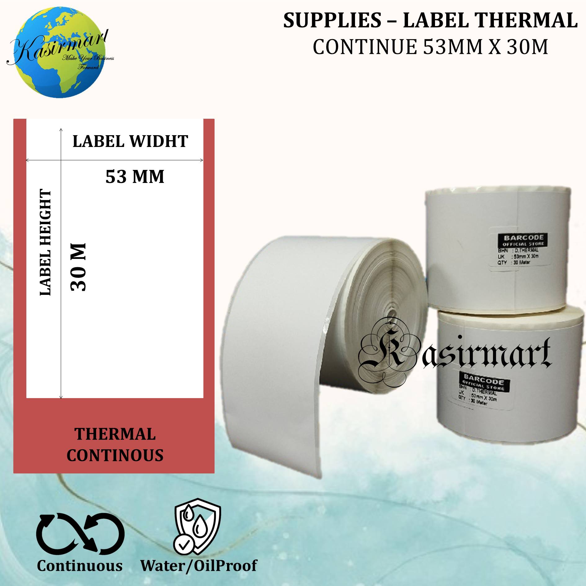 Label Thermal 53x30 Meter Label Thermal Continuous 58x30 Meter Cetak ...