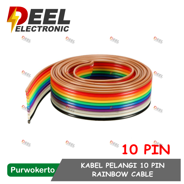 KABEL PELANGI 10 PIN 1M RAINBOW CABLE 10P KABEL PITA RAINBOW PER METER ...