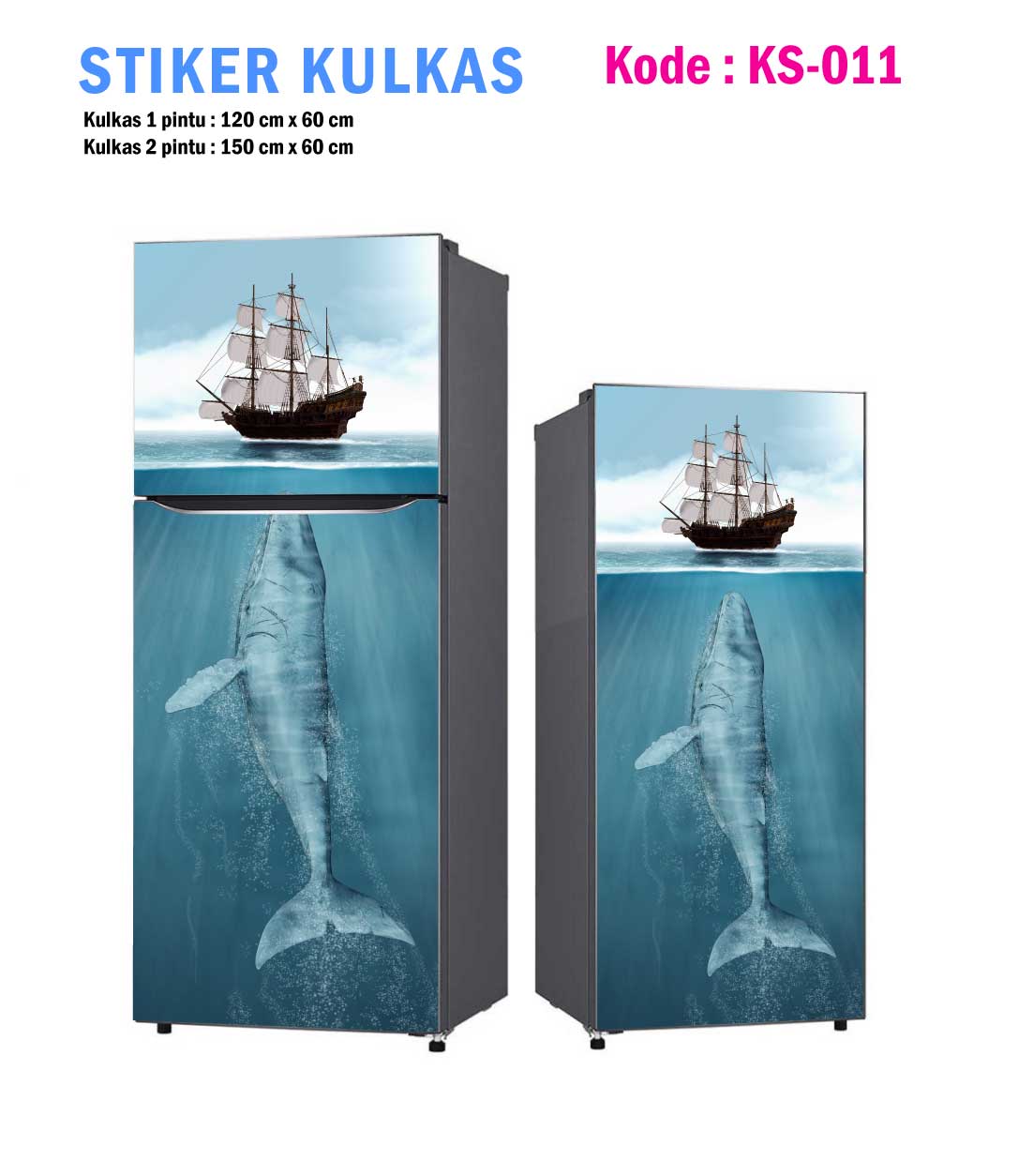 Stiker Kulkas 1 Pintu dan Sticker Kulkas 2 Pintu Paus Perahu | Lazada ...