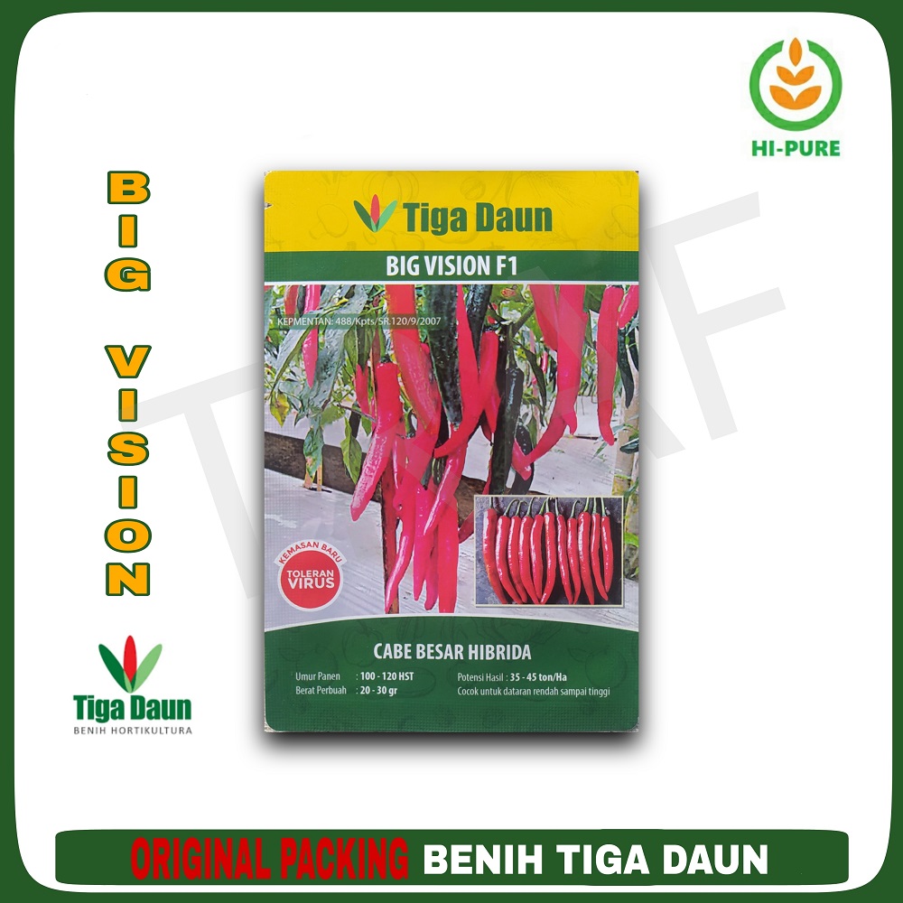 Benih Cabe Cabai Besar Big Vision F1 Isi 10 Gram Cap Tiga Daun Tipe Hot ...