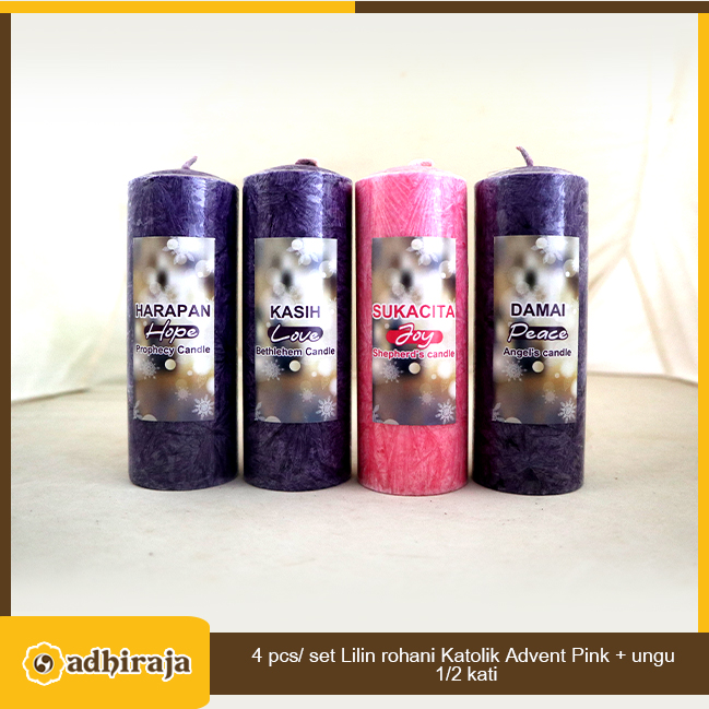 Lilin Doa Advent / Adven Ungu + Pink / Lilin Rohani marble Misa Natal ...