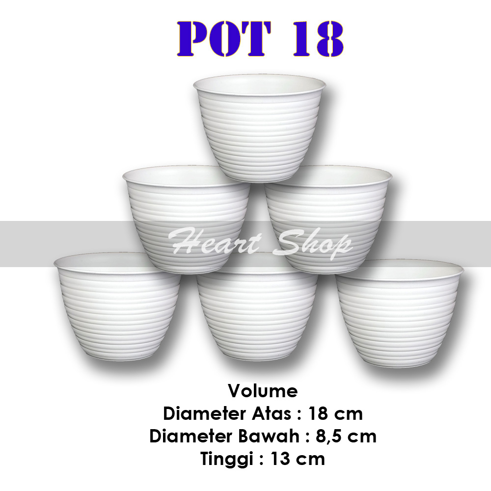 Pot / Pot No. 18 / Pot plastik putih / Pot ukuran 18 / Pot Lusinan ...