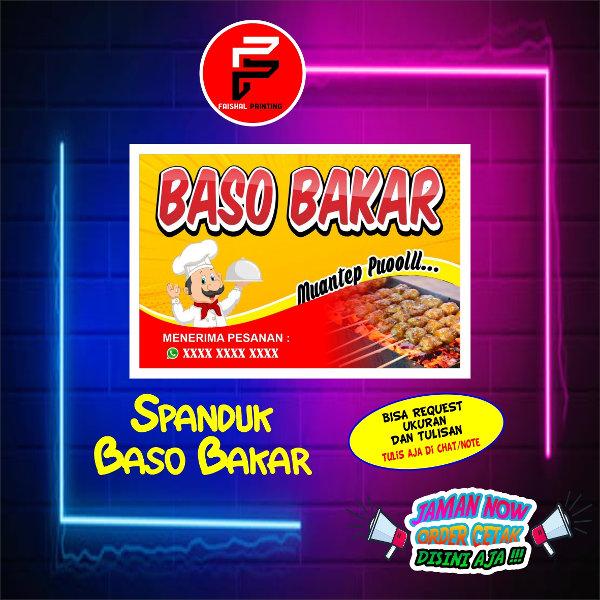 Spanduk Warung Baso bakar / Banner Baso Bakar / Spanduk Warung Makanan ...