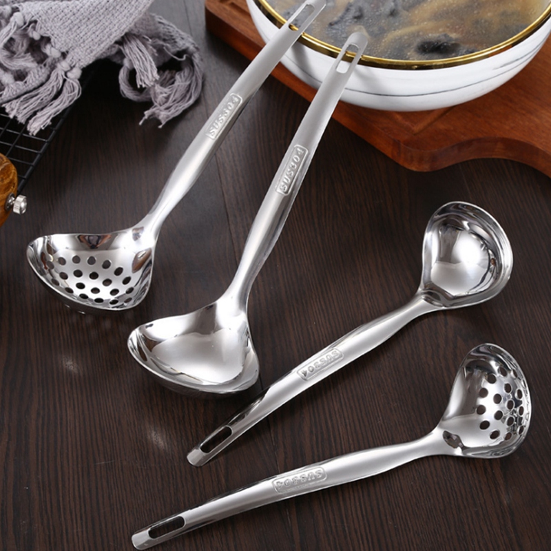 4PCS Stainless Steel Soup Spoon Slotted Spoon Household Restaurant ...