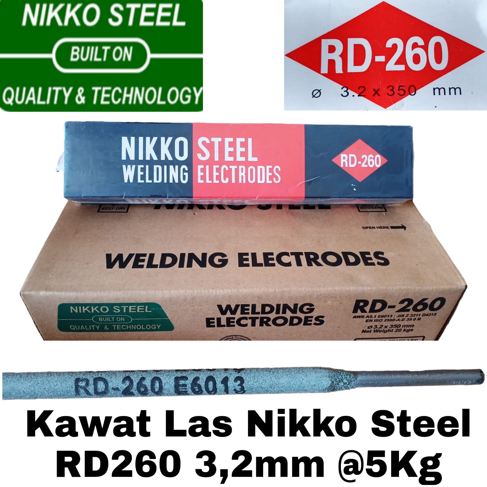 Harga Per 5Kg Kawat las RD260 Nikko Steel 3.2mm x 350mm 1 Pak Isi 5kg ...