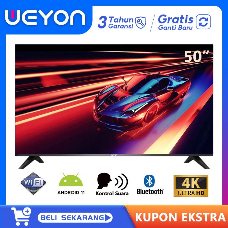 WEYON TV Android 50 Inch TV 4K UHD LED Smart Digital TV 50 inch Televisi - Bluetooth ...