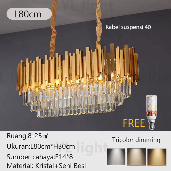 Ruang tamu modern lampu gantung aula restoran lampu bulat kristal LED ...