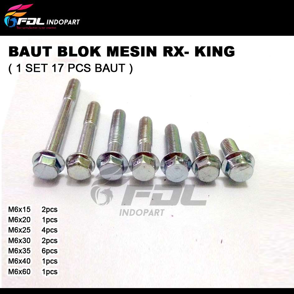 ( 1 SET 17 PCS BAUT ) BLOK MESIN RX KING BAUT BAK MESIN KIRI KANAN ...