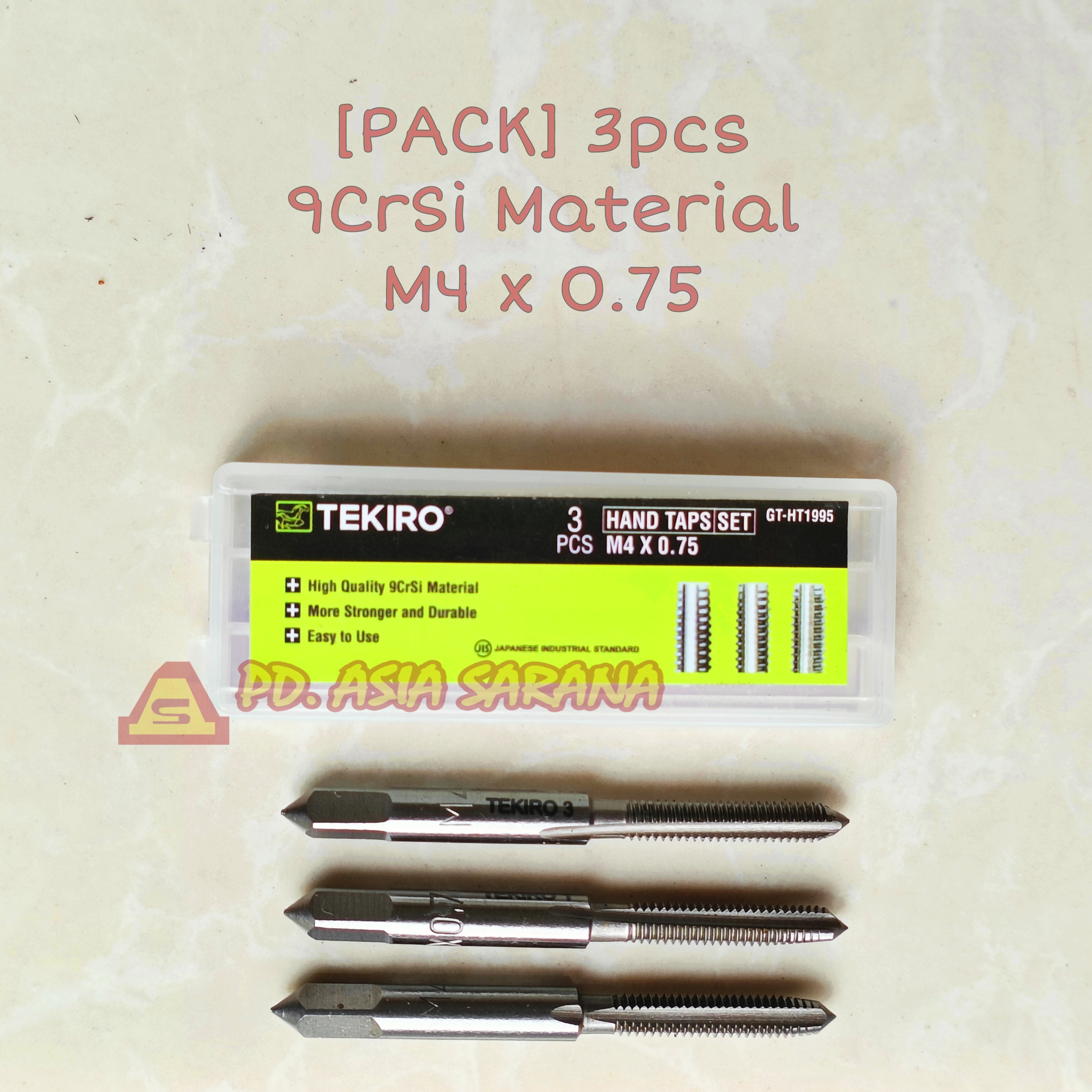 [PACK] Mata Hand Tap M4x0.75mm Set TEKIRO GT-HT1995 Handtap Alat M4 x 0 ...