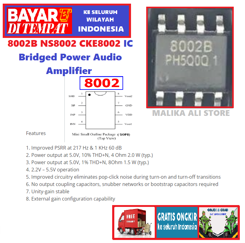 2 PCS - 8002B NS8002 CKE8002 IC Bridged Power Audio Amplifier | Lazada ...