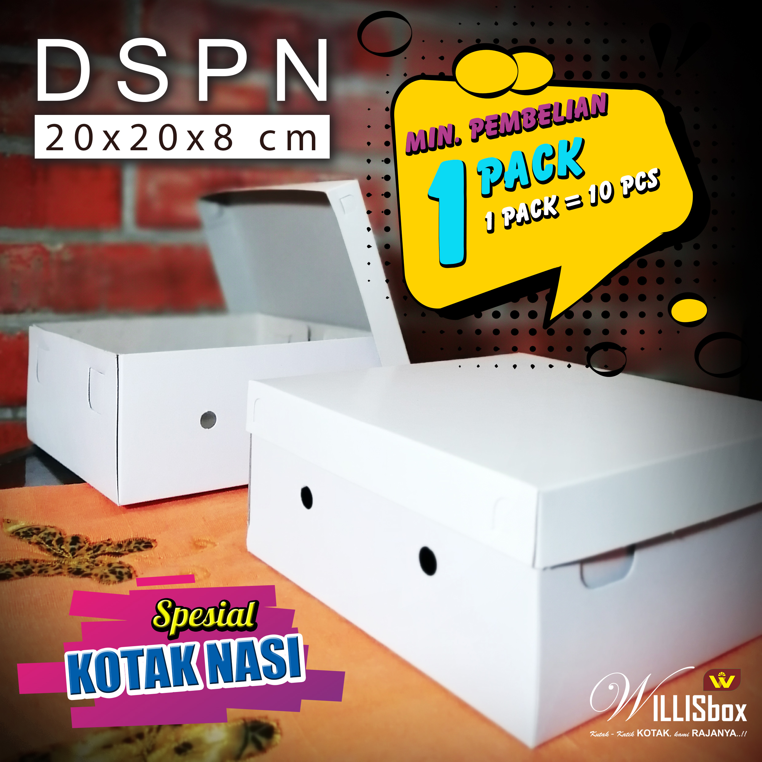 Kotak Nasi/Kotak Kue 20x20x8 DSPN / Dus Xtra Tebal / Dus Nasi Box ...
